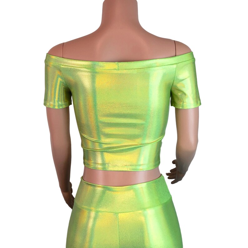 Lime Green Holograph Cold Shoulder Top - Bodycon Clubwear, Rave Wear ...