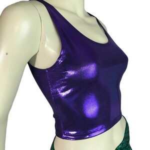 Metallic Purple Crop Top - Bodycon Clubwear, Rave Wear, Activewear ...