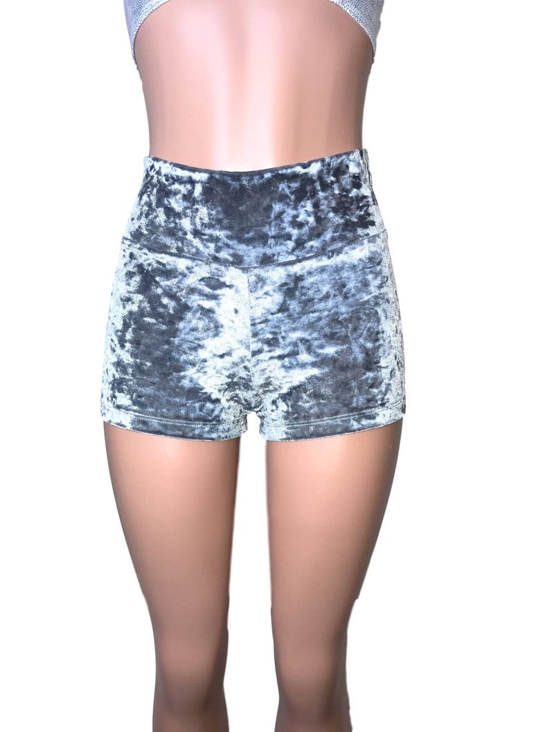 Silver Gray Velvet High Waisted Booty Shorts Club or Rave - Etsy