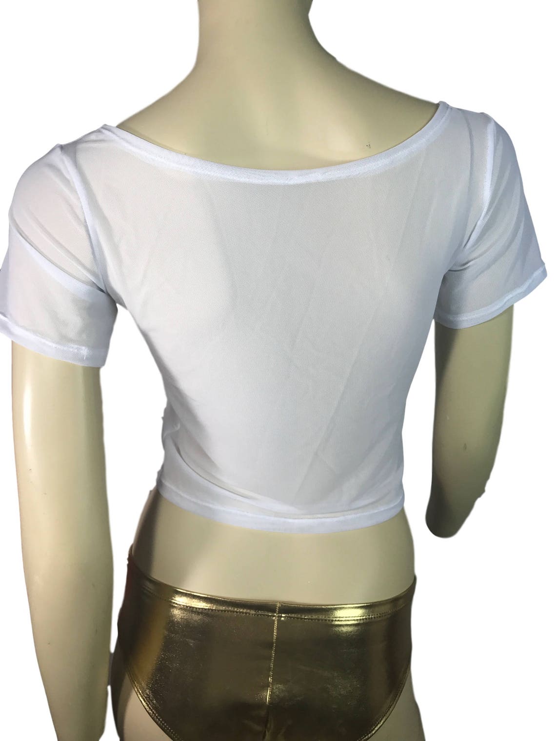 White Mesh Cropped Tee Shirt Top Rave Wear Festival Top | Etsy