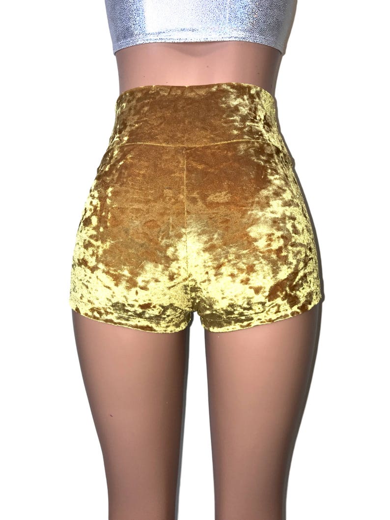 Gold Velvet High Waisted Booty Shorts Club Or Rave Wear Etsy