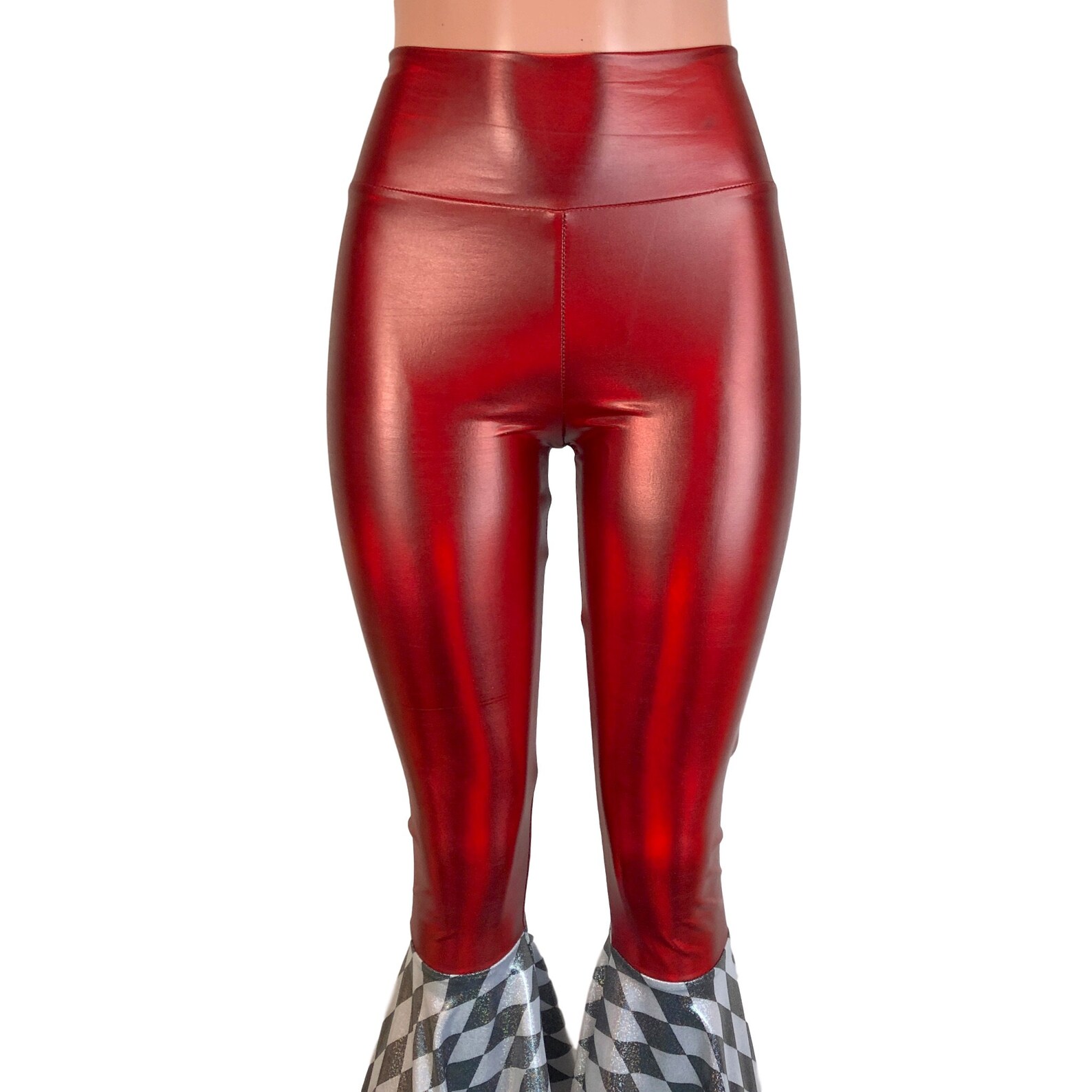Bell Bottom Pants - Tiered Flares - *red Holograph W/ Holo Harlequin ...