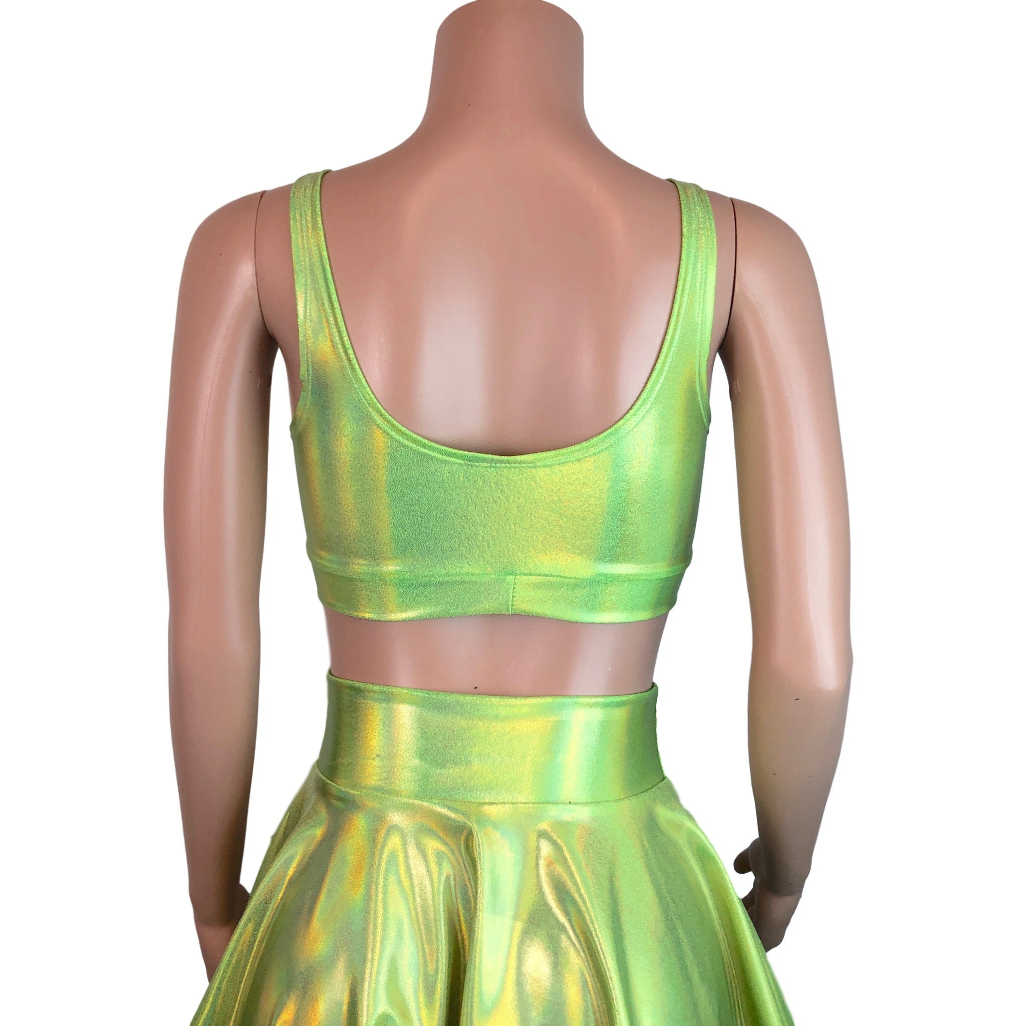 Lime Green Holographic Bralette - Rave Wear, Activewear, Running, Yoga ...