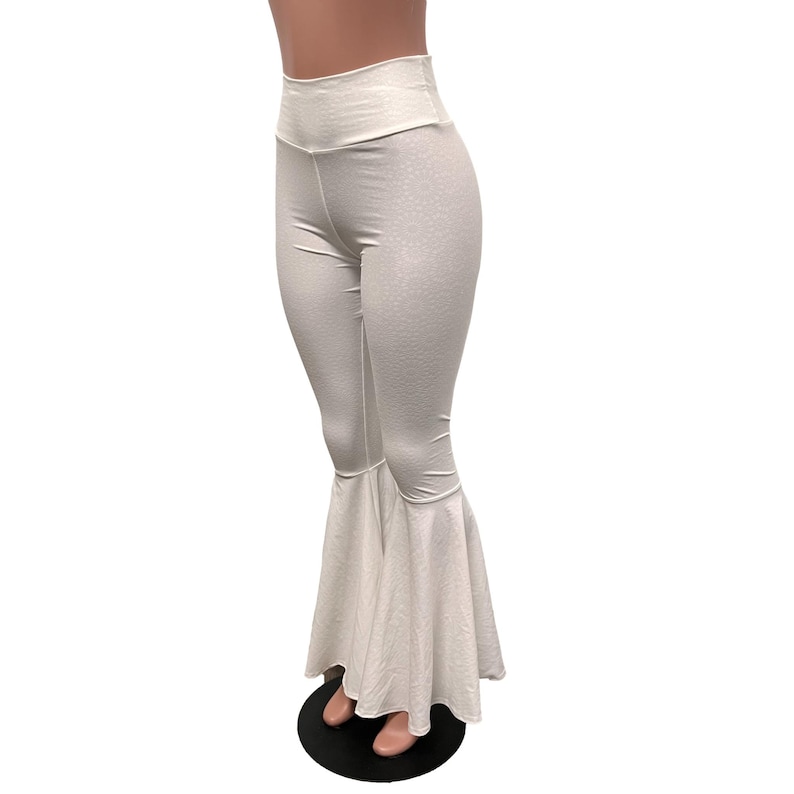 White Embossed Bell Bottoms Flare Pants Choose Your Rise - Etsy