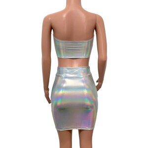 Opal Iridescent Holographic Rave Outfit Skirt/bandeau | Holo Rave Set W ...