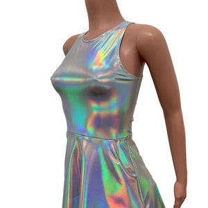 Opal Holographic A-line Mini Dress W/pockets | Holo Rave Dress ...