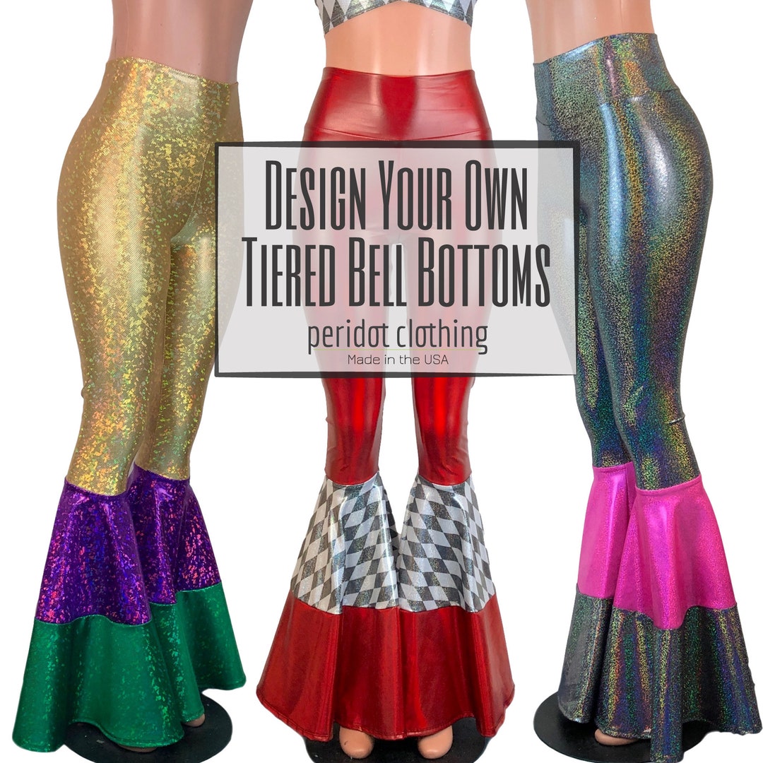Design Your Own Custom Tiered Bell Bottom Flares - Boho Pants - Rave ...