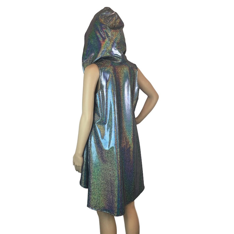 Hooded Sleeveless Rave Kimono Robe - *gleaming Silver Holographic ...