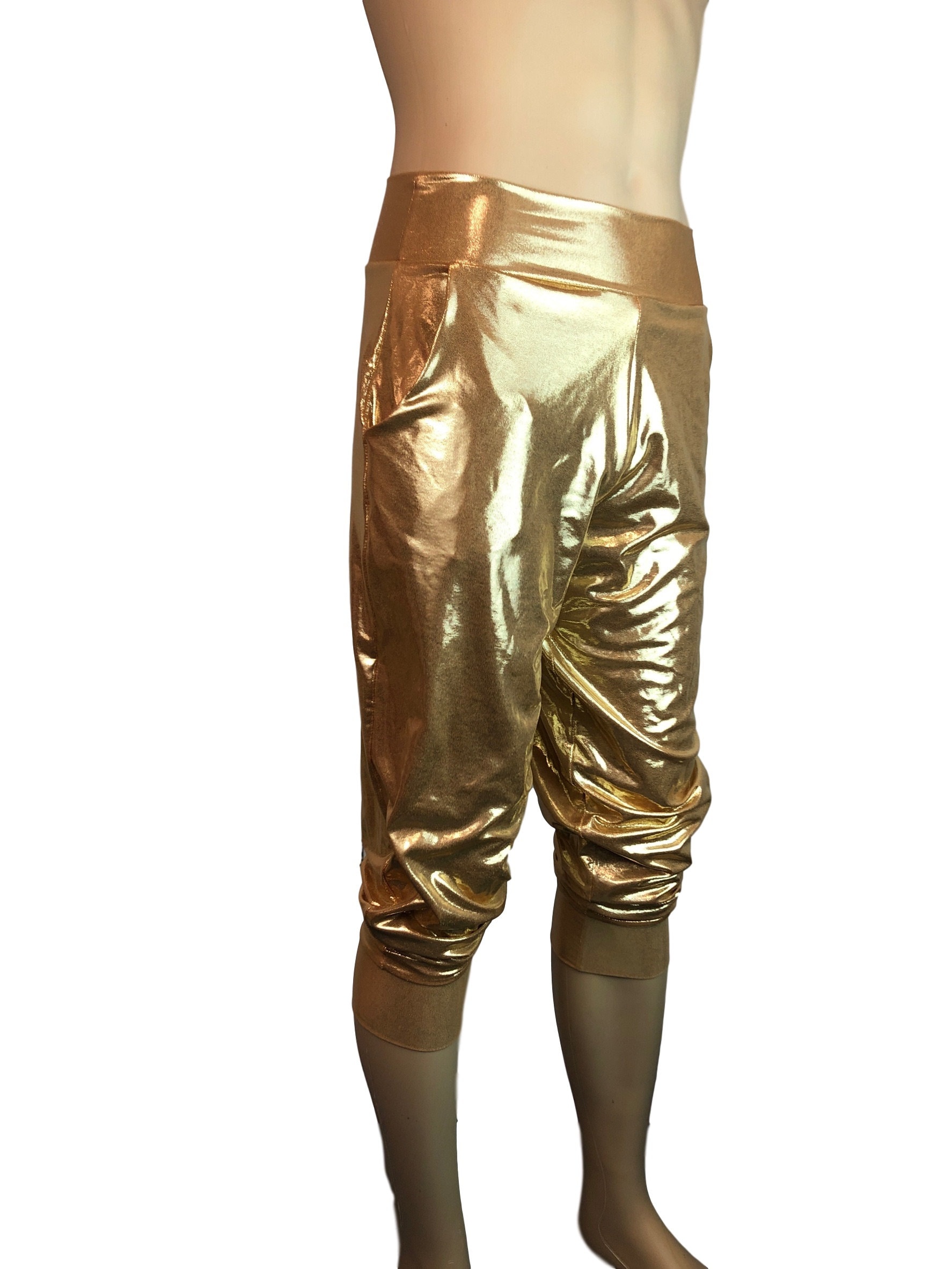 Men's Gold Mystique Metallic Joggers W/ Pockets - Jogger Pants - Rave ...
