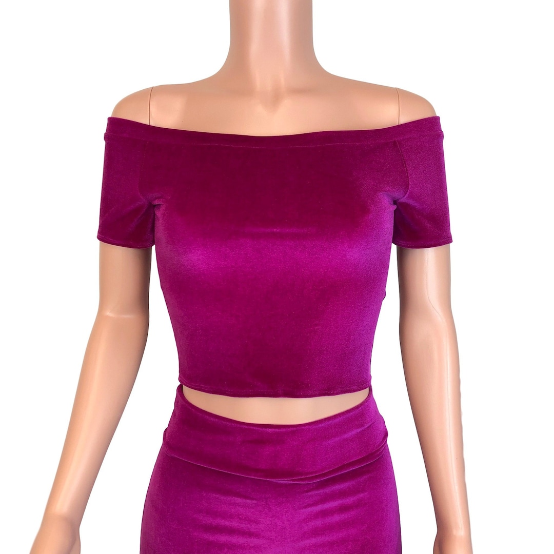 Fuchsia Pink Velvet Cold Shoulder Top - Bodycon Clubwear, Rave Wear ...