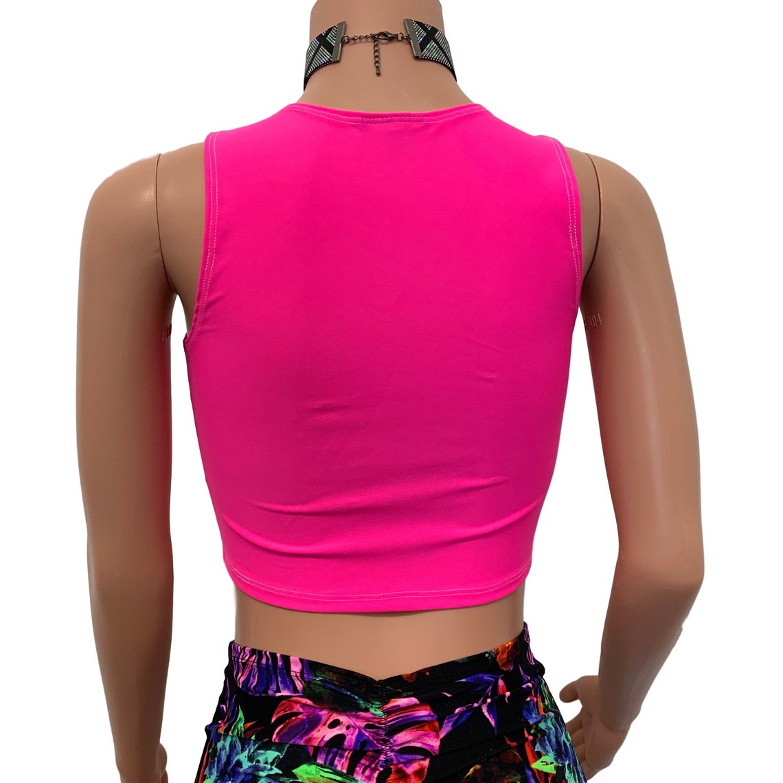 Mesh Inset Crop Tank Top - *neon Pink Spandex* - Rave Clothing ...