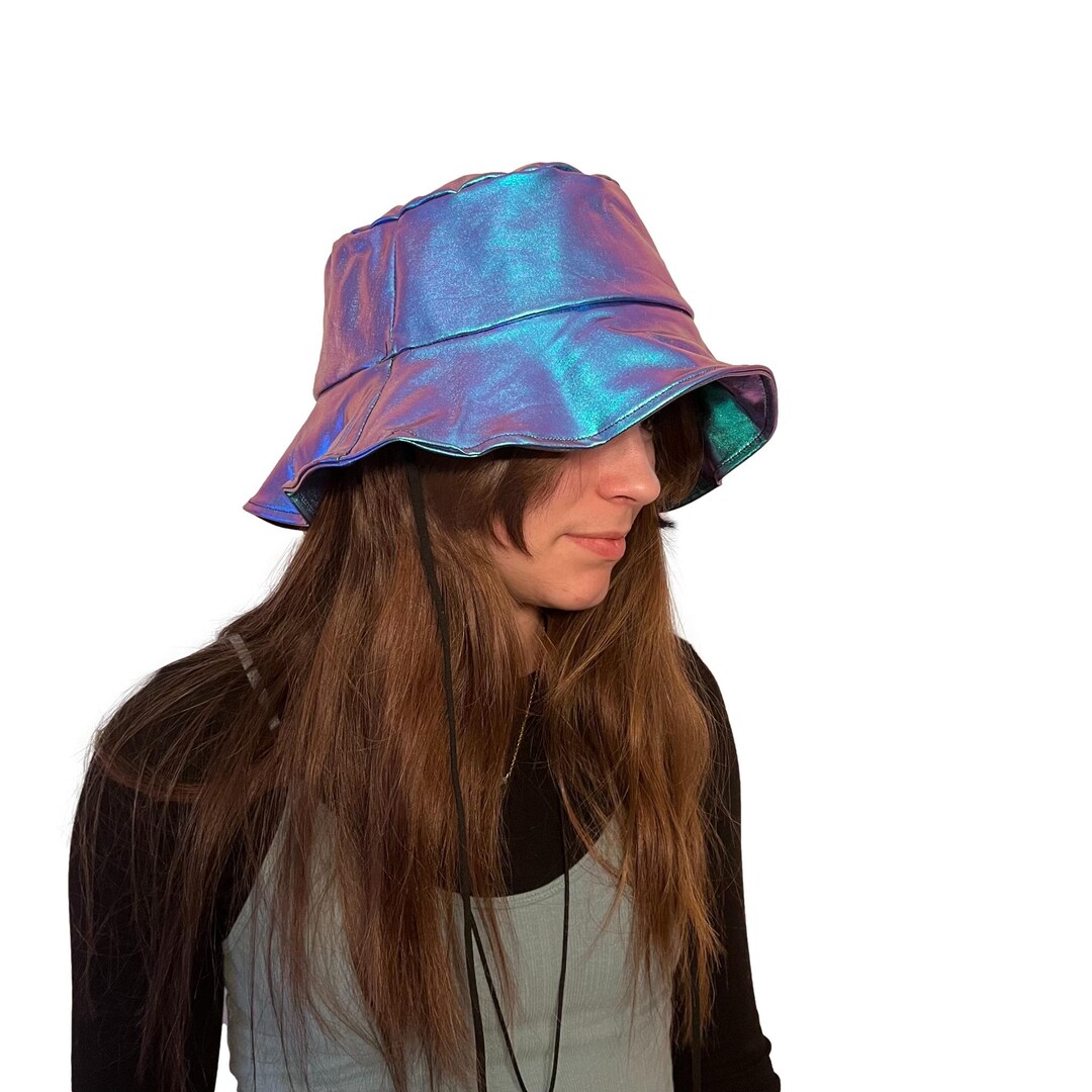 Floppy Bucket Hat *oil Slick Holographic* Festival Sun Hat, Summer Rave ...