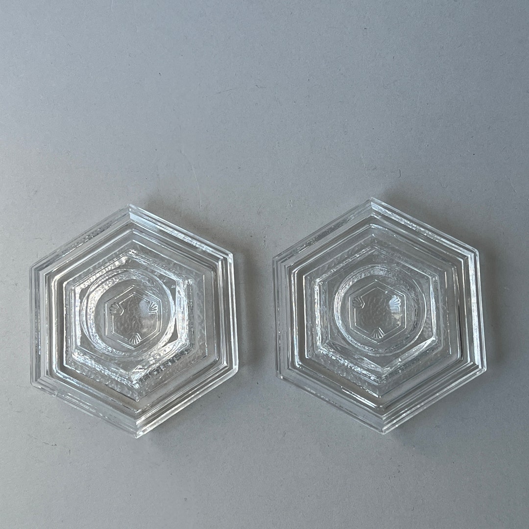 Vintage Contemporary Egg Cup Holders, Clear Glass Octagonal Egg Cup ...