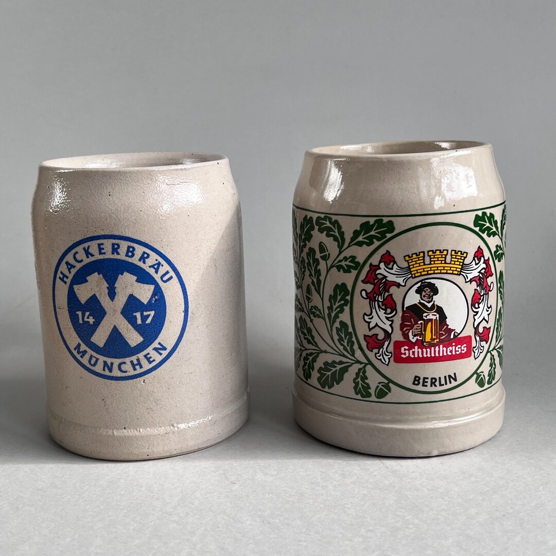 Vintage West German Stoneware Beer Stein Tankards Set of Two German ...