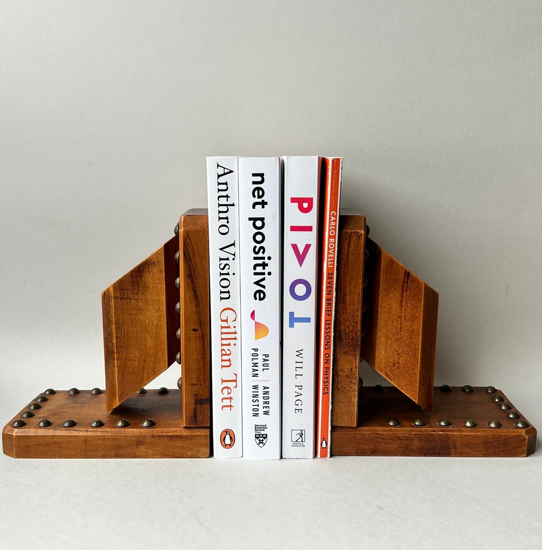 Vintage Solid Brown Wood Bookend, Gift for Book Lover, Arts and Crafts ...