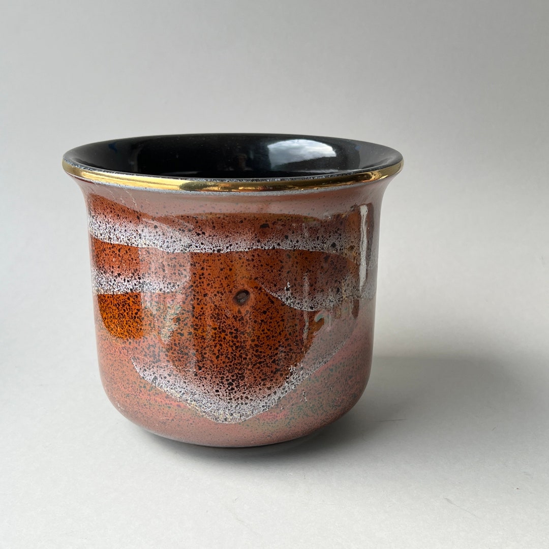 Mid Century Vintage Studio Pottery Red Earth Tone Specked Drip Glazed ...