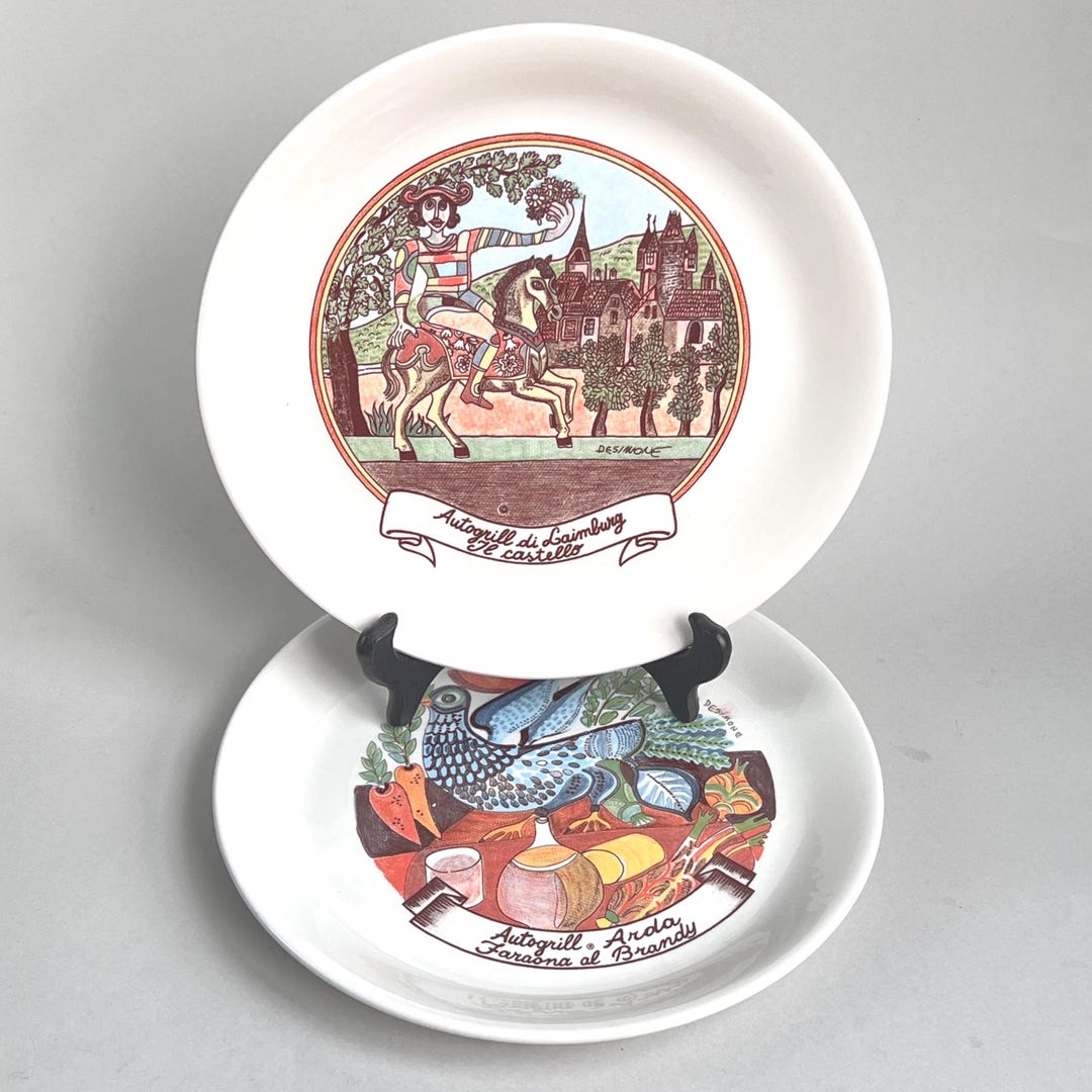 Vintage DESIMONE Italian Plates - Set of 2 Medieval Farm Scene, Italian ...