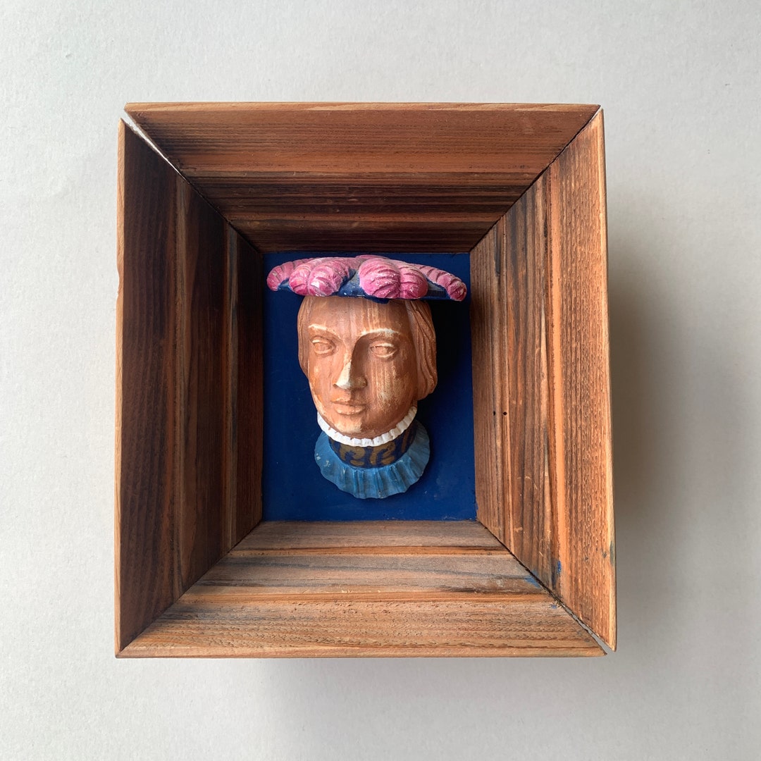 Vintage Carved Wooden Head Shadow Box Framed Odddities, Vintage Gallery ...