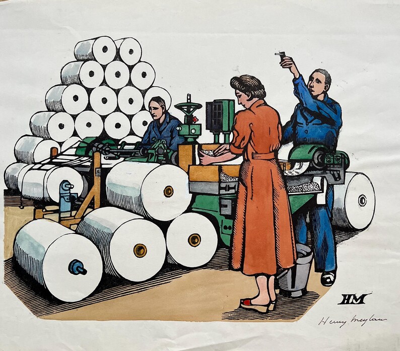 Vintage Henry Meylan (1895-1980) Original Color Lithograph Factory ...