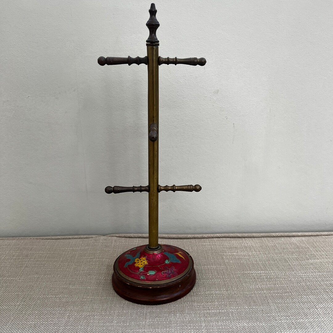 Vintage Cloisonné Brass Mug Tree Stand, Boho Kitchen Organiser for ...