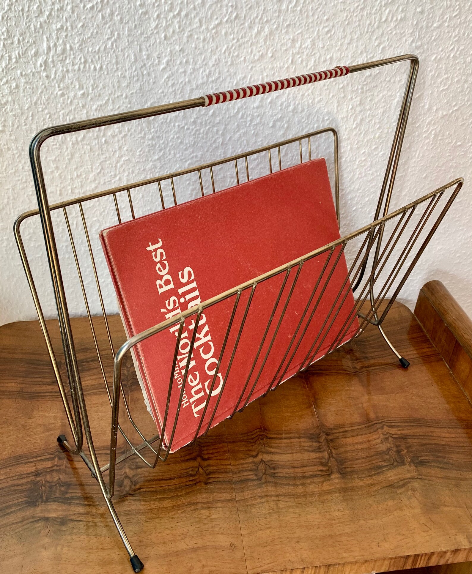 Mid Century Modern Magazine Rack With Brass Frame Mid Century | Etsy