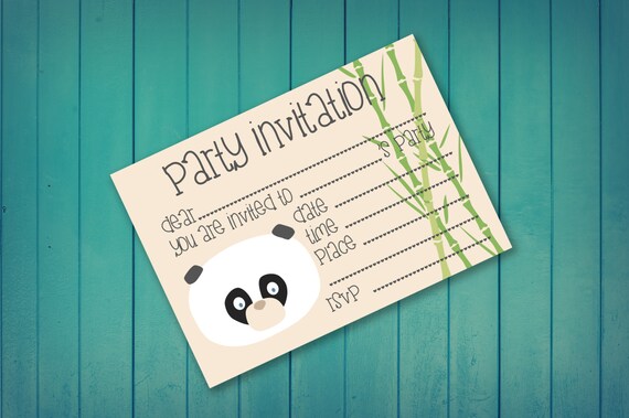 Printable Panda Invitation Panda Party Invitation Panda - Etsy