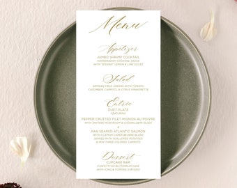 Wedding Dinner Menu Calligraphy Elegant Gold Foil Cards Printed Custom ...