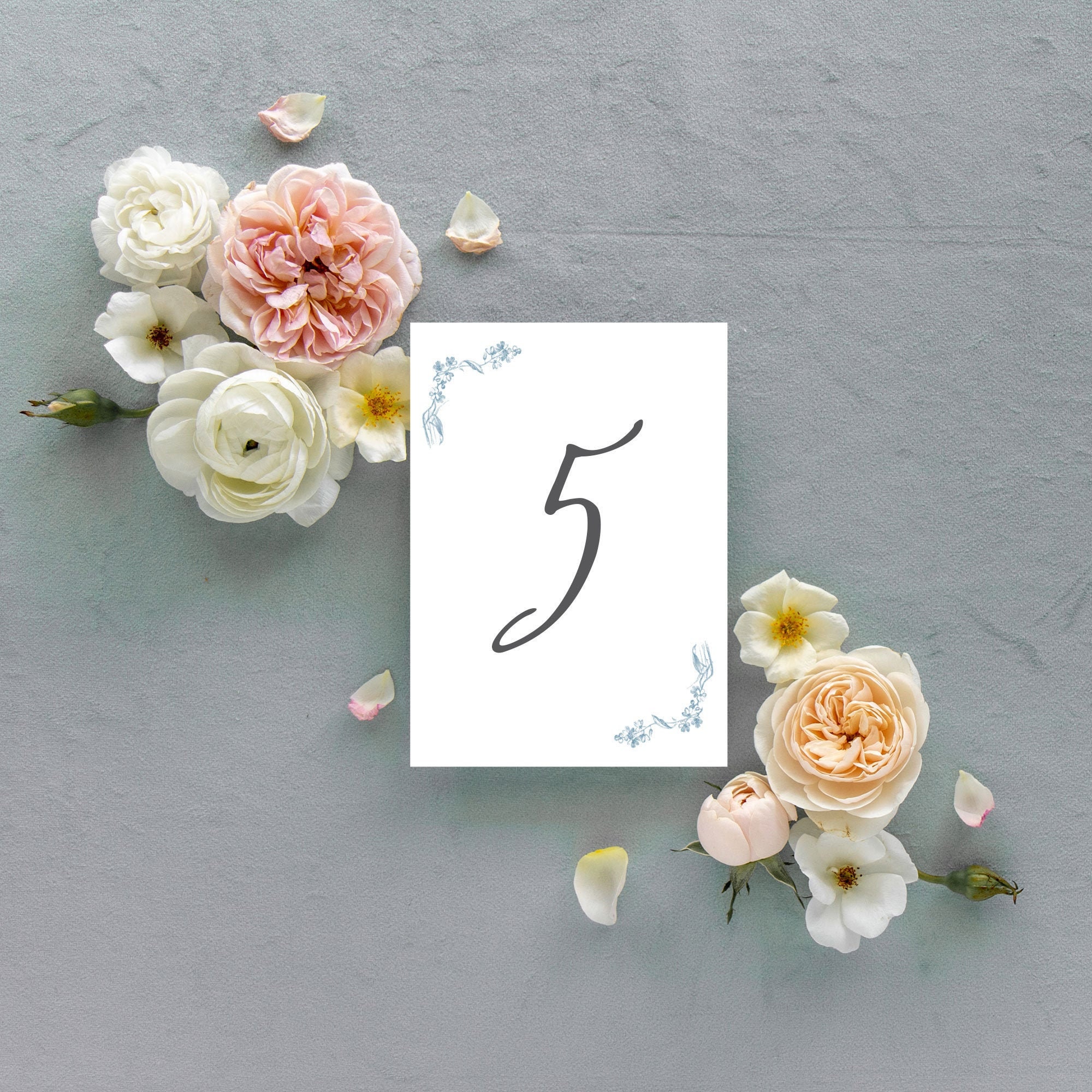 Dusty Blue Wedding Table Number, Elegant Blue Table Number, Blue and ...