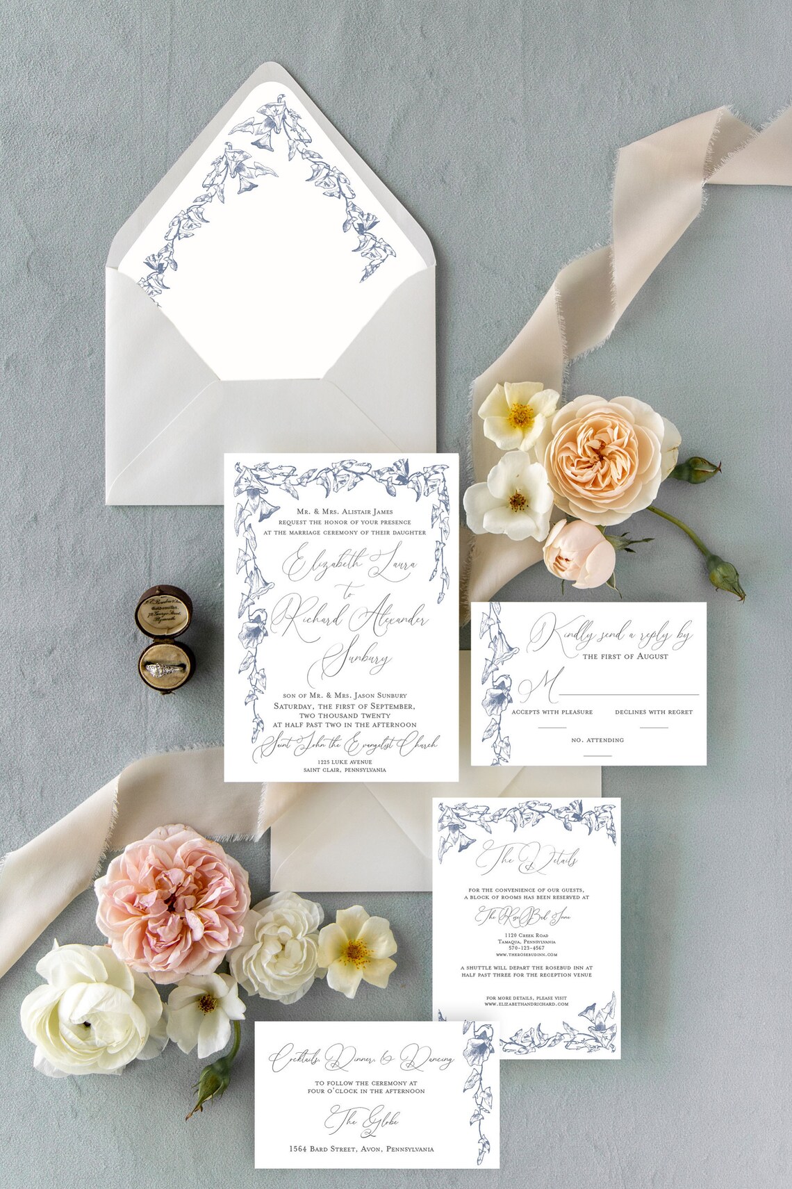 Delicate Floral Wedding Envelope Liner Wedding Invitation - Etsy