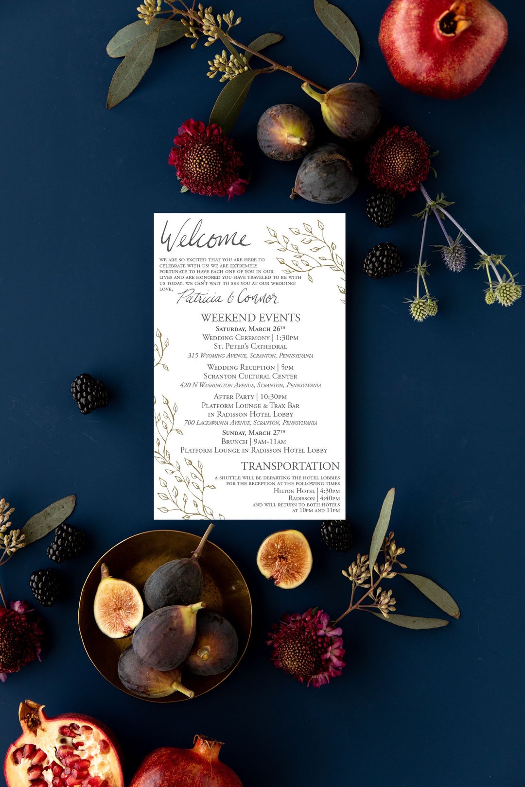 Gold Wedding Welcome Card, Hotel Bag Card, Wedding Welcome Bag Insert ...