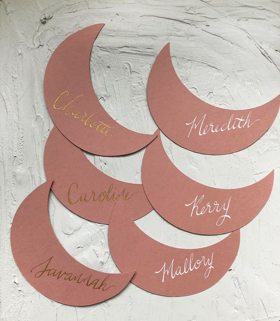 Celestial Calligraphy Crescent Moon Place Cards, Space Wedding Escort ...