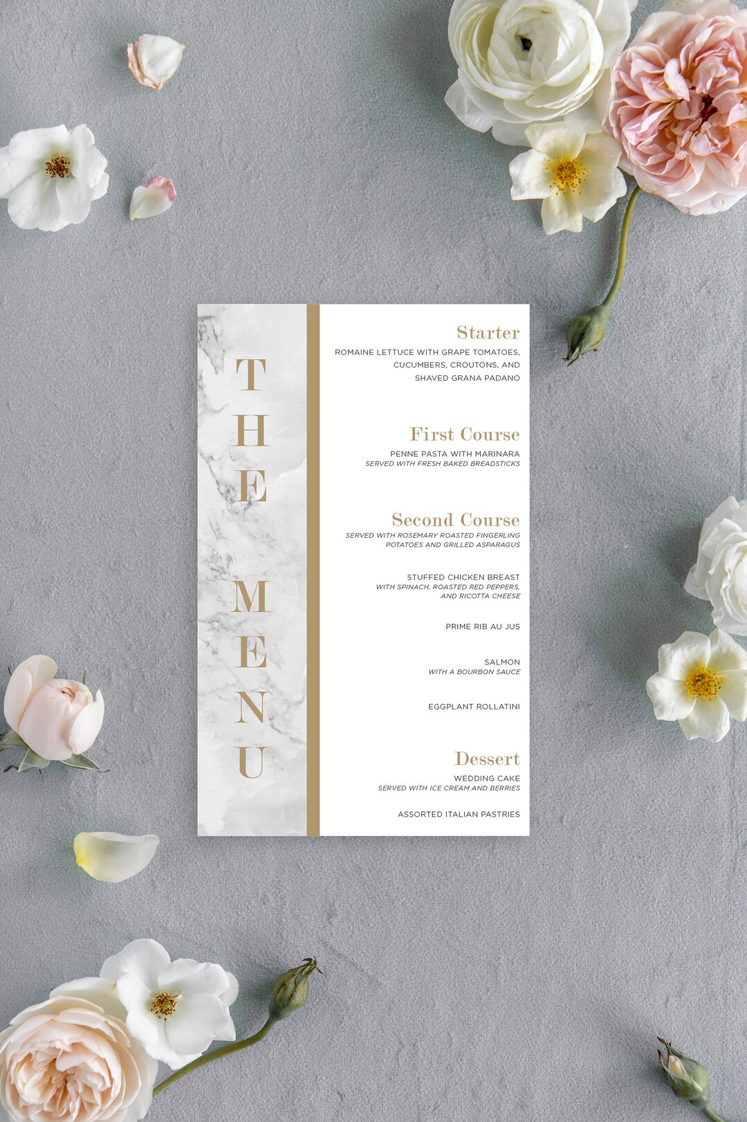 Sophisticated Wedding Menu, Marble Wedding Decor, Elegant Menu Card ...