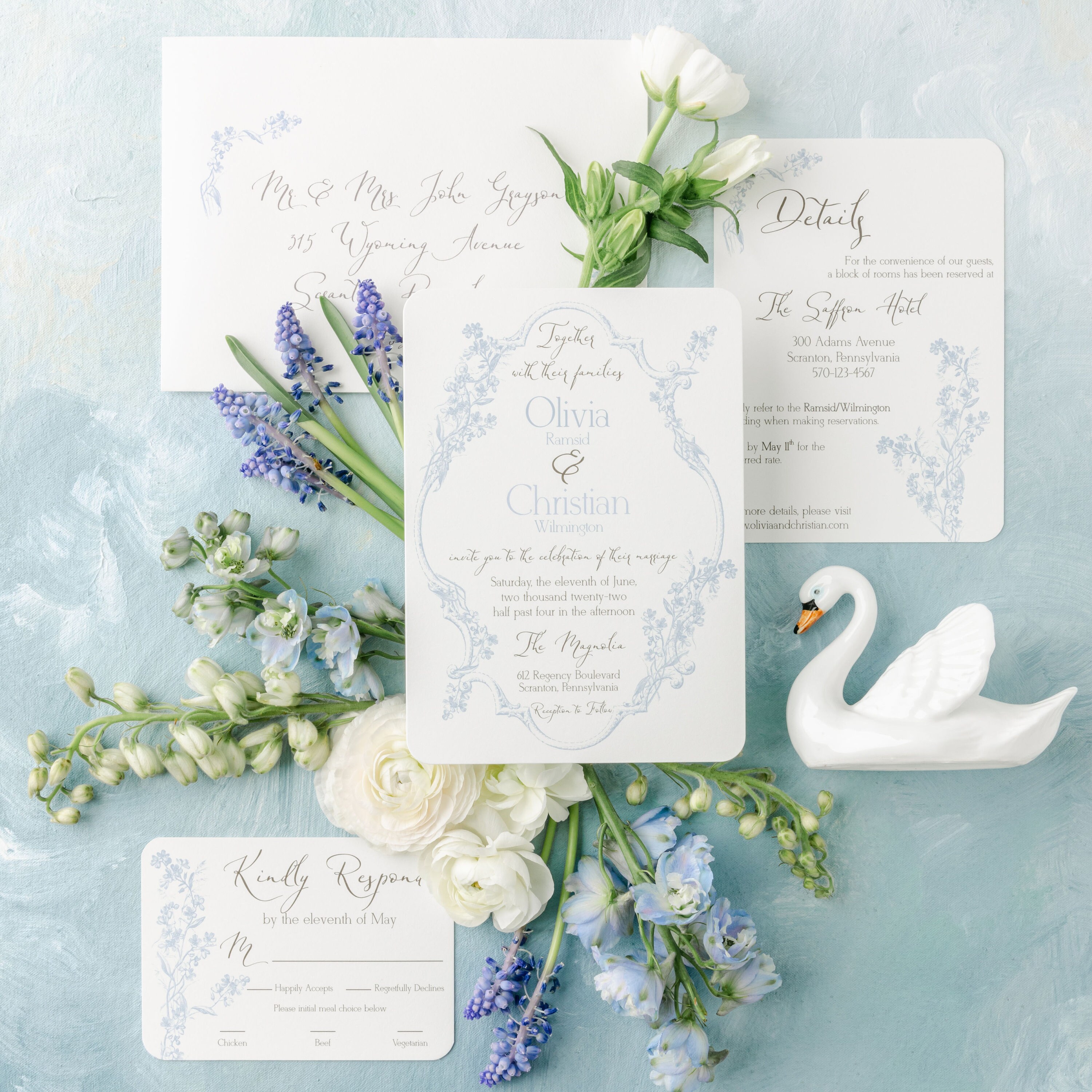 Romantic Secret Garden Wedding Invitation Pale Blue Wedding - Etsy