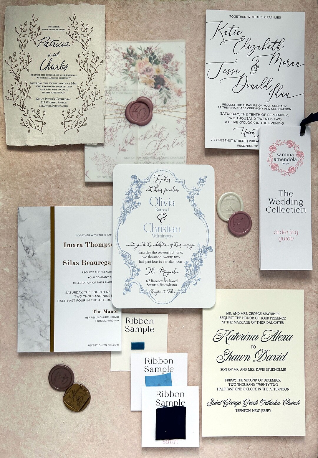 Elegant Wedding Invitation Samples, Romantic Invitation Sample Kit ...