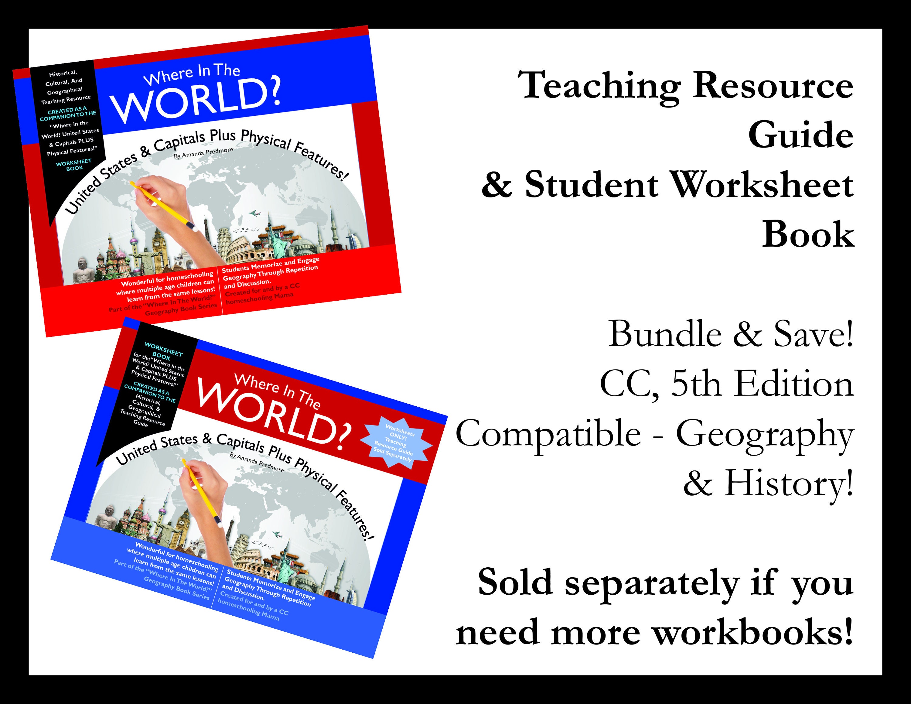 Homeschool US History and Geography 2 Paperback Book Bundle-memorize US ...