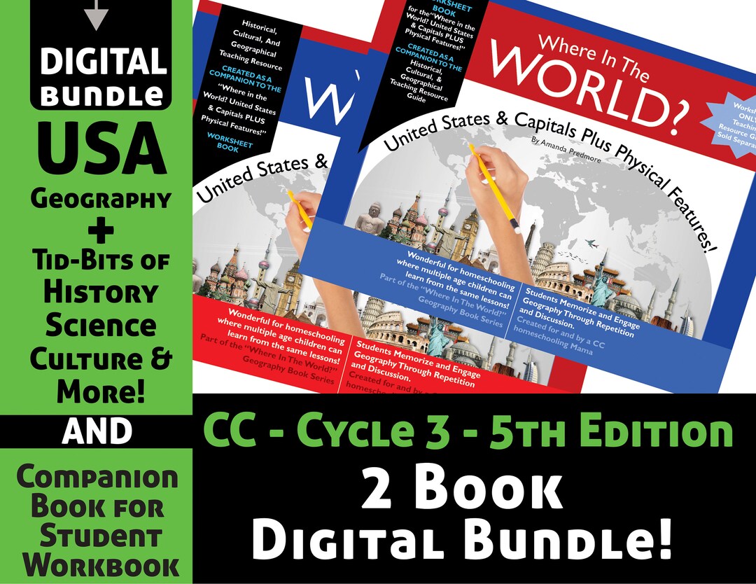 Homeschool US History and Geography Digital 2 Book Bundle-memorize US ...
