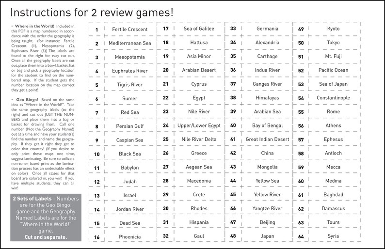 Enlarged Maps Lessons 1-12-works With Where in the World Ancient ...