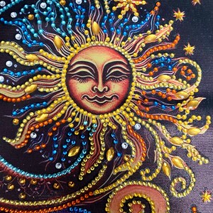 Completed Diamond Painting Sun & Moon 5D 12x12 Crystal Rhinestones - Etsy