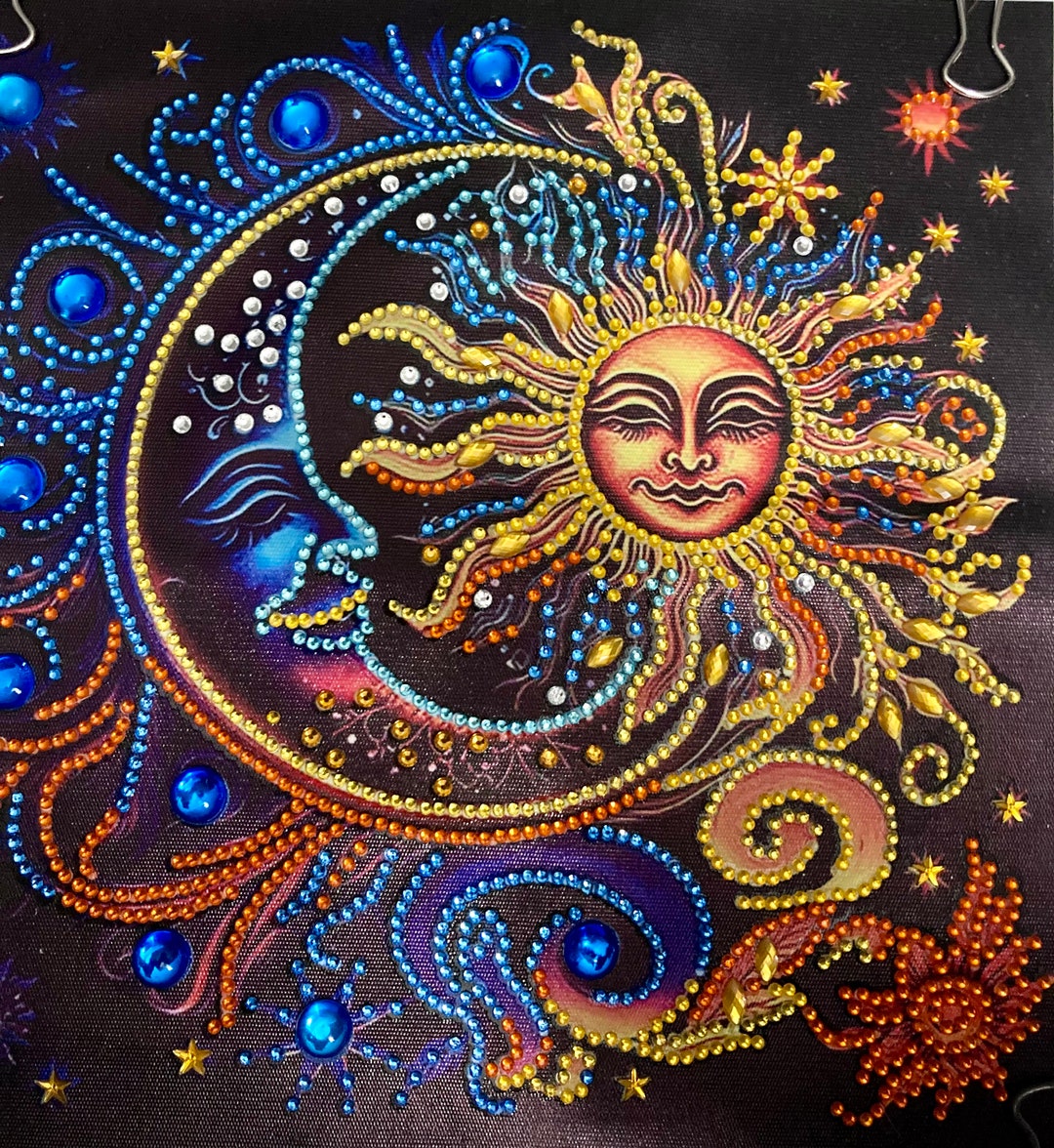 Completed Diamond Painting Sun & Moon 5D 12x12 Crystal Rhinestones - Etsy