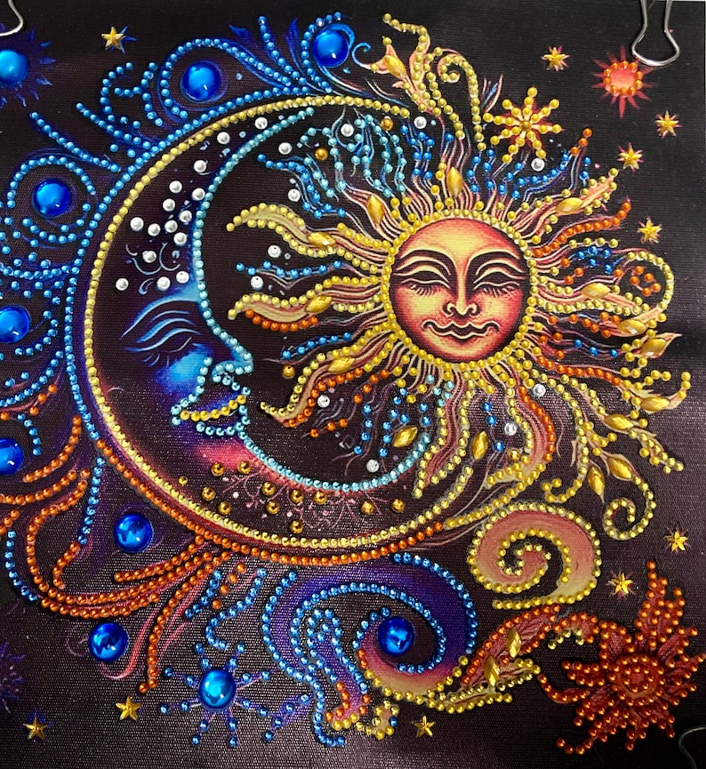 Completed Diamond Painting Sun & Moon 5D 12x12 Crystal Rhinestones - Etsy
