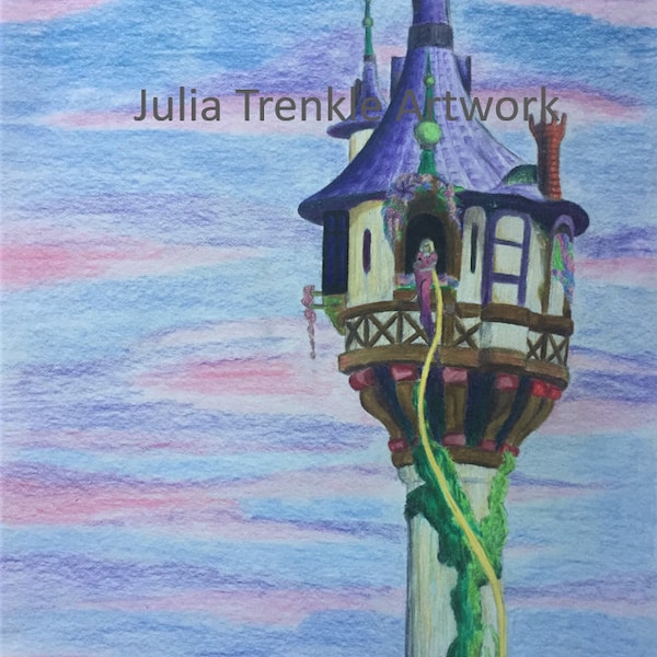 Rapunzel Tower Drawing Etsy 9408