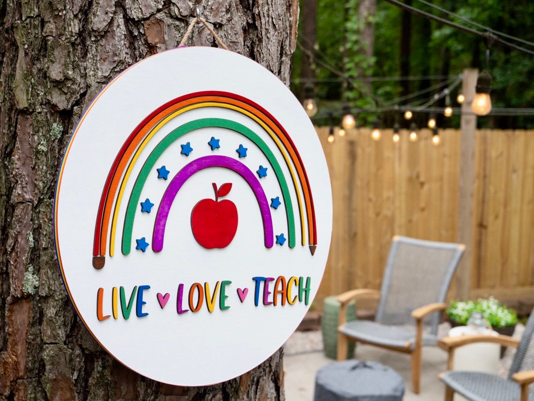 Teacher Appreciation Door Sign, Live Love Teach Door Sign, Teacher Door ...