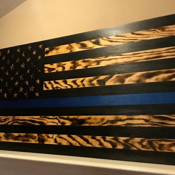 Wooden Thin Blue Line Flag - Etsy