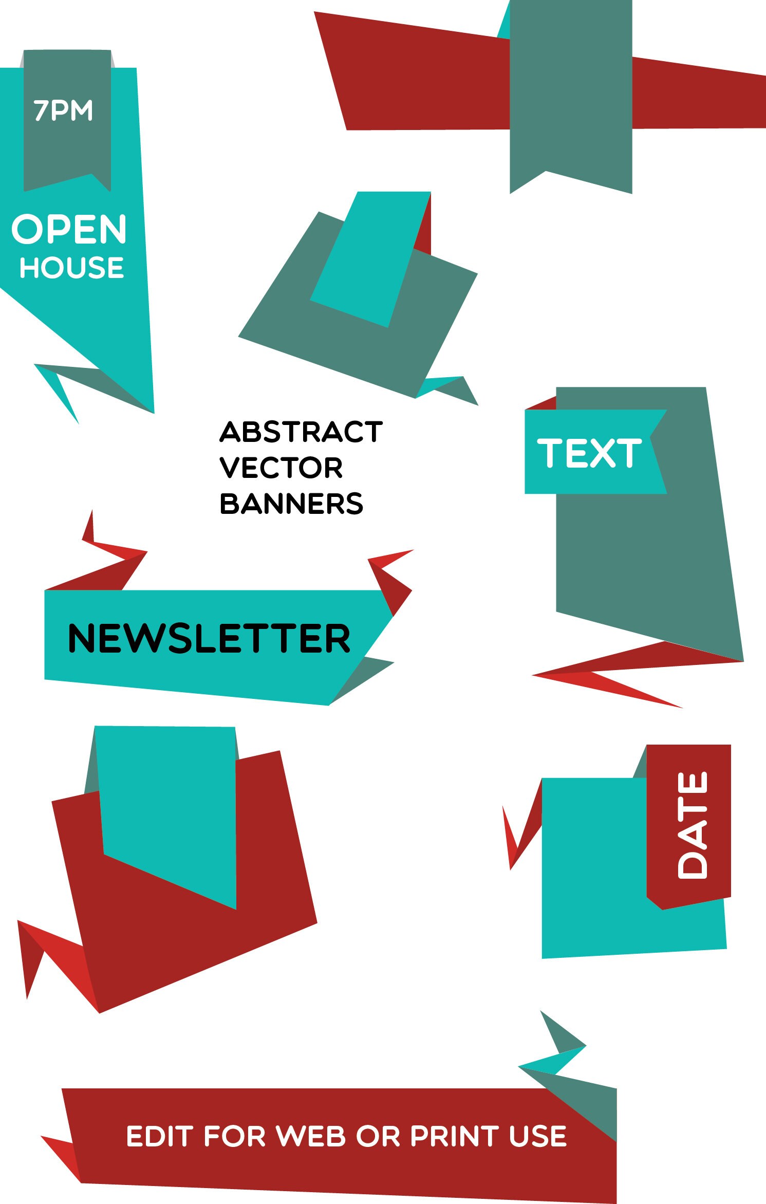 Buy Large Vector Clip Art Set, Banners and Text Ribbons, Clip Art ...