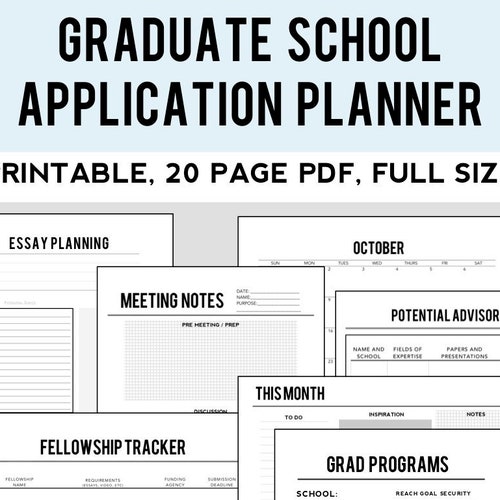 Graduate School Application Planner Kit | Etsy