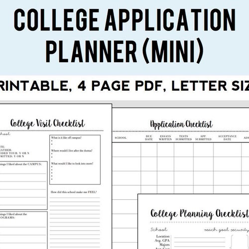 College Application Planner College Admissions Tracker - Etsy