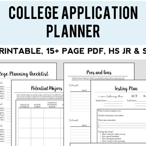 College Application Planner 15 Page Printable - Etsy