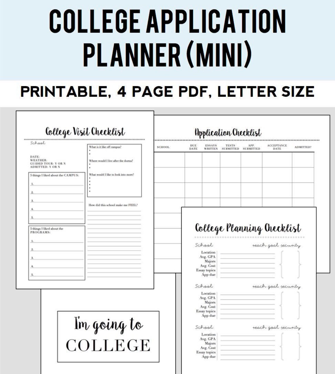 College Admissions Planner (small Kit) - Etsy