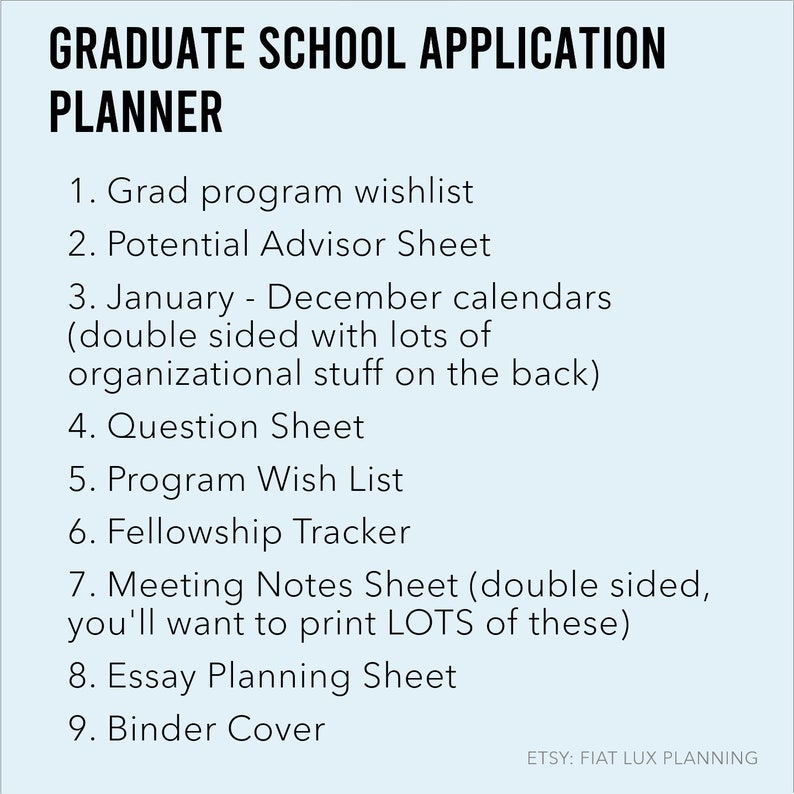 Graduate School Application Planner Kit - Etsy
