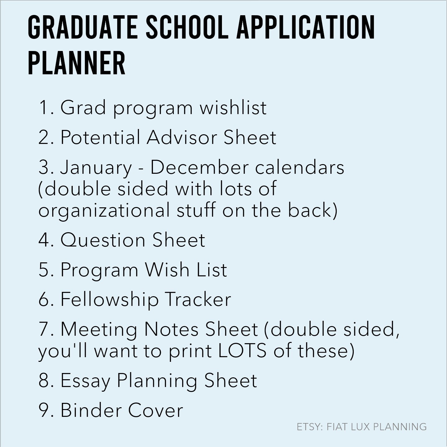 Graduate School Application Planner Kit - Etsy